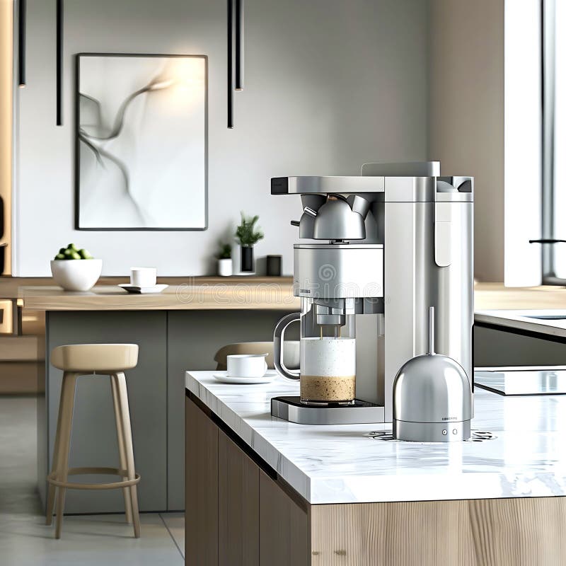 Coffee Machine Makes Coffee in a Modern Room Stock Photo - Image of ...