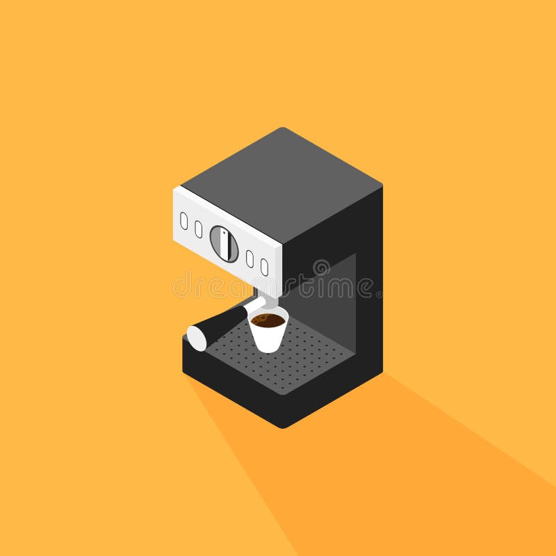 Coffee Machine Making a Cup of Coffee Isometric Stock Vector ...