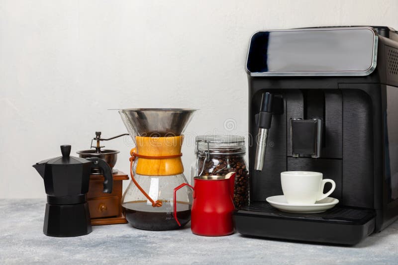 Coffee Machine in Modern Kitchen Interior. Stock Image - Image of ...