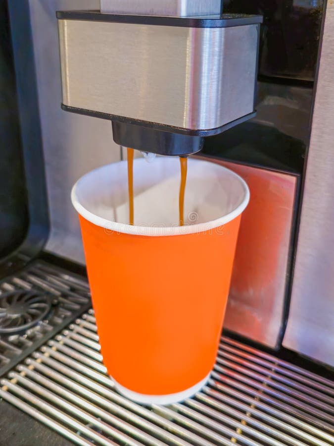 Coffee Machine and Orange Paper Cup Stock Photo - Image of tool, sale ...