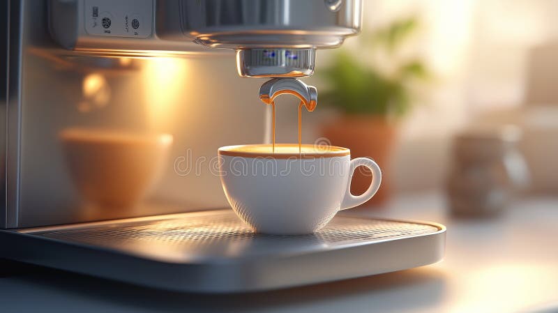 Coffee Machine Pouring Coffee into a Cup. Stock Photo - Image of fresh ...