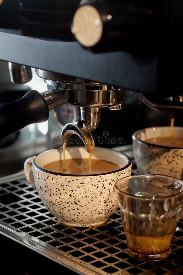 Coffee Machine Pouring Espresso Stock Image - Image of espresso, fresh ...