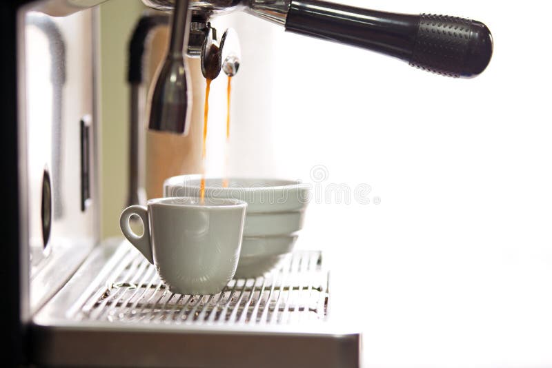 Coffee machine in process stock image. Image of drop - 130814281