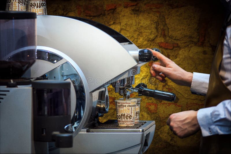 Coffee Machine in the Restaurant Stock Image - Image of latte, drink ...