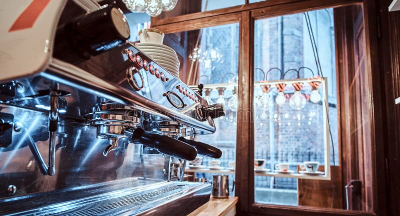 The Coffee Machine in the Restaurant or Cafe Shop Stock Image - Image ...
