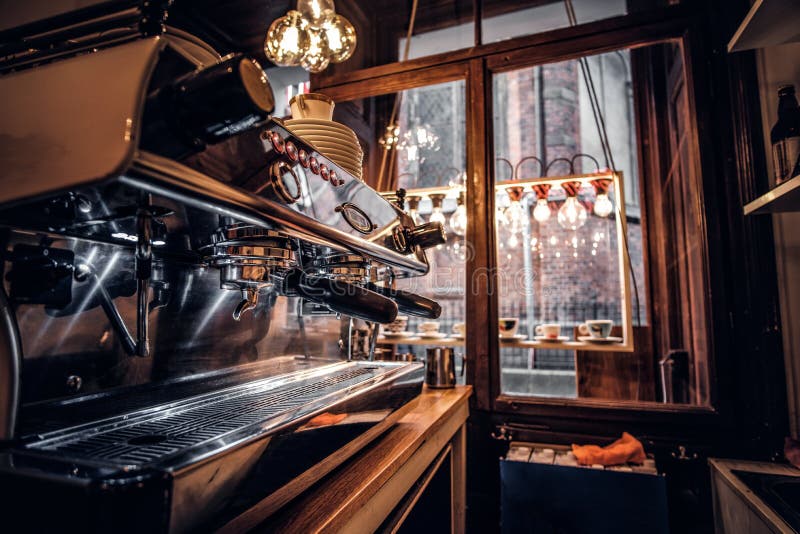 The Coffee Machine in the Restaurant or Cafe Shop Stock Photo - Image ...