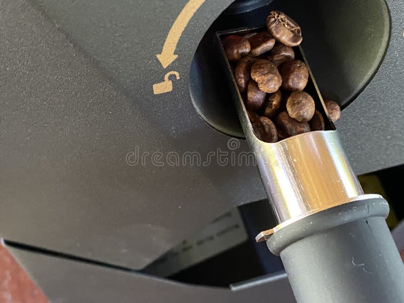 Coffee Machine with Roasted Coffee Beans Stock Image - Image of produce ...