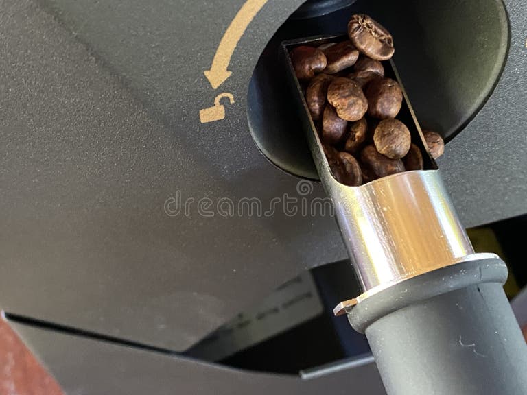 Coffee Machine with Roasted Coffee Beans Stock Image - Image of produce ...