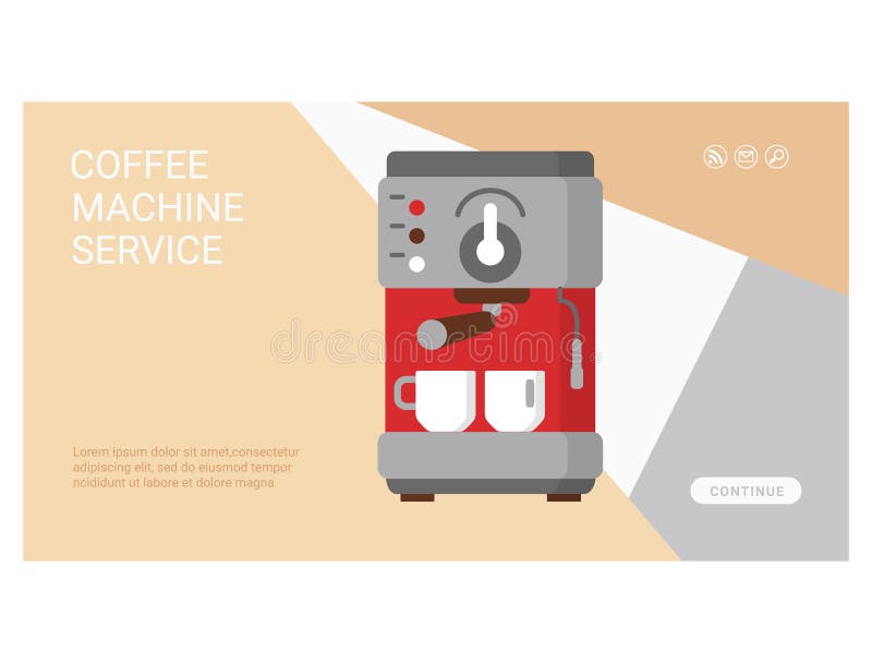Coffee Machine Service Web Page Flat Design Layout Stock Vector ...