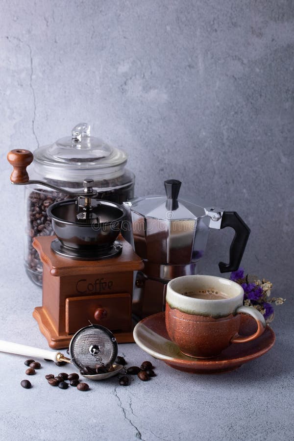Coffee Machine Set, Coffee Kettle, Coffee Grinder Stock Image - Image ...