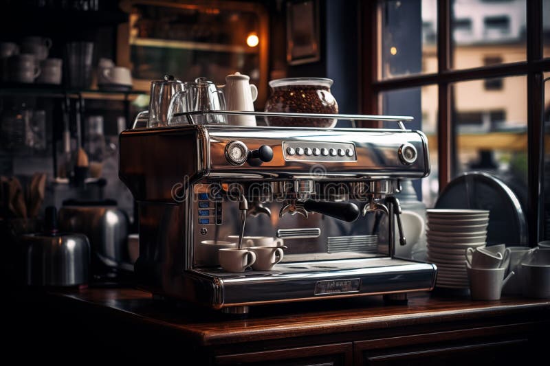 Coffee Machine in a Coffee Shop by Generative AI Stock Illustration ...