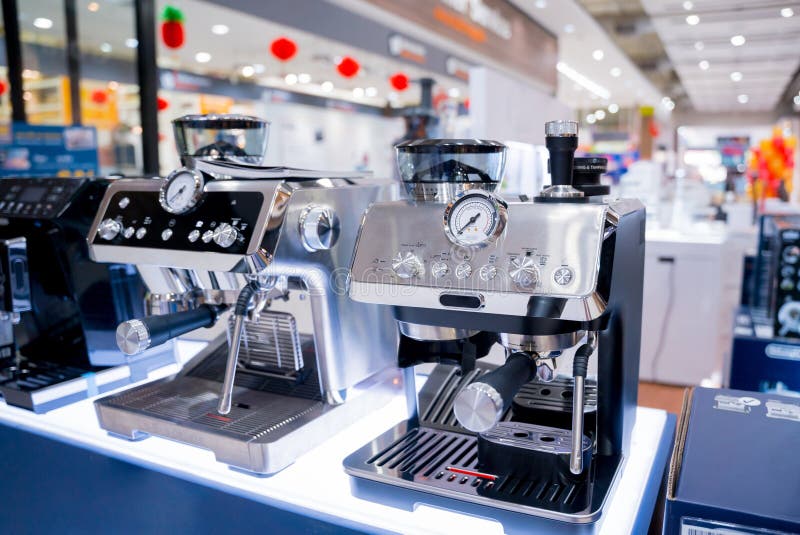 Coffee Machine in the Showroom of a Large Store Stock Photo - Image of ...