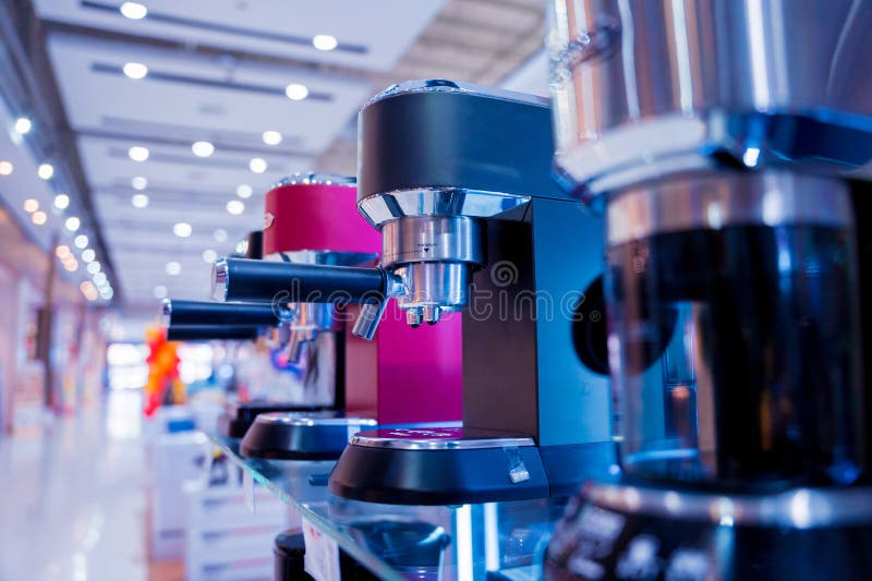 Coffee Machine in the Showroom of a Large Store Stock Photo - Image of ...