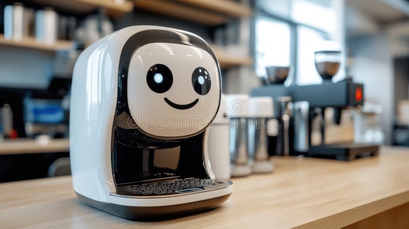 A Coffee Machine with a Smiley Face on the Front of it, AI Stock Image ...