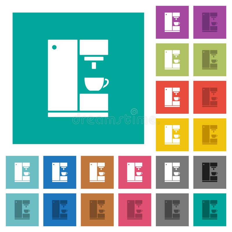 Coffee Machine Square Flat Multi Colored Icons Stock Vector ...