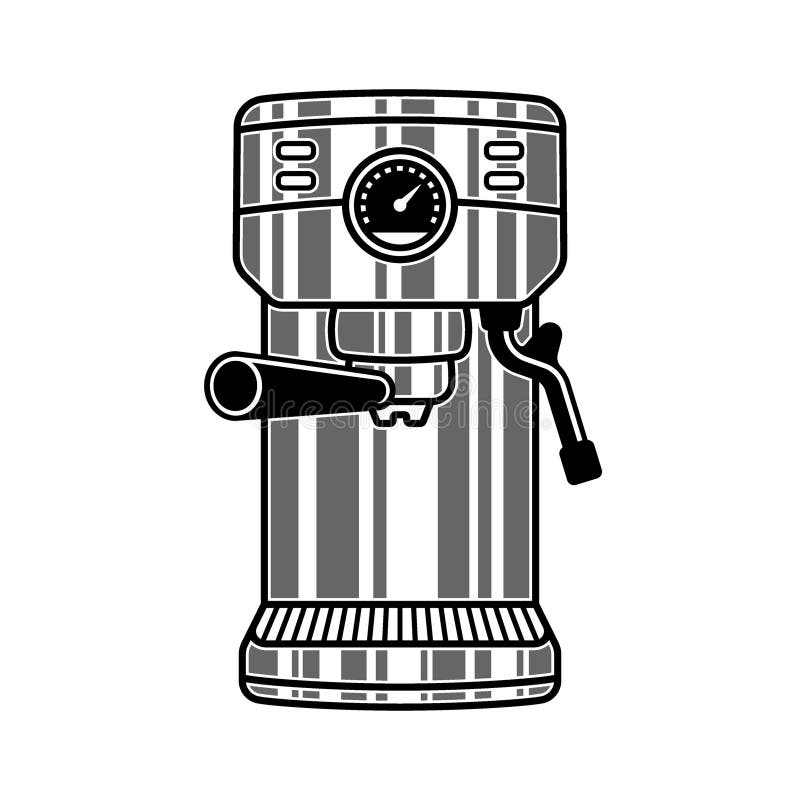 Coffee Machine Vector Illustration in Monochrome Style Isolated on ...