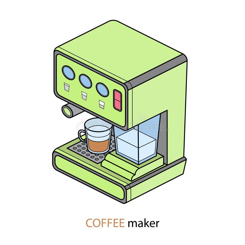 Coffee Machine. Vector Isometric Illustration Stock Vector ...