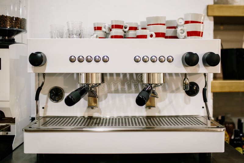 Coffee Machine in White Color for a Restaurant or Cafeteria Stock Photo ...