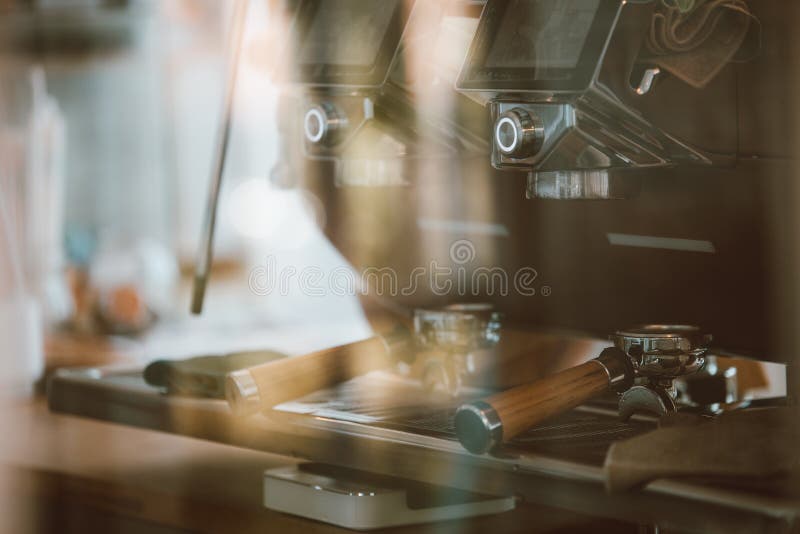 Coffee Machines in Cafe Ready for Making Stock Image - Image of maker ...