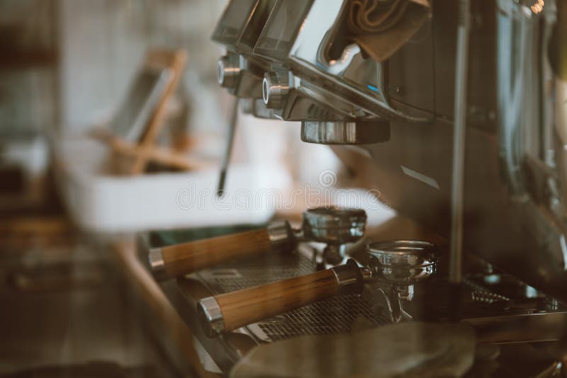 Coffee Machines in Cafe Ready for Making Stock Image - Image of modern ...
