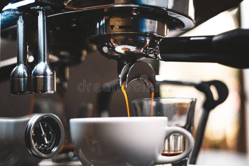 Coffee-Make Coffee from the Machine at Home,Coffee in a Cup Stock Image ...