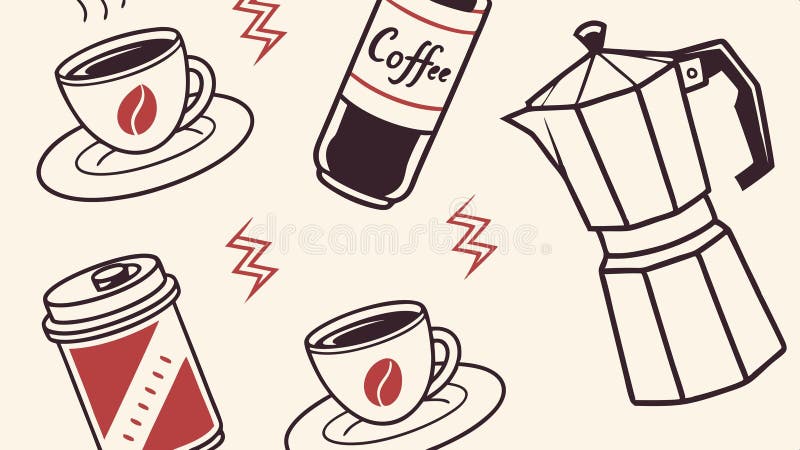Coffee Maker and Cups, Coffee Brewing and Cafe Equipment Vector Design ...