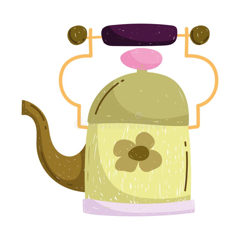 Coffee maker with flower stock vector. Illustration of flower - 220551142