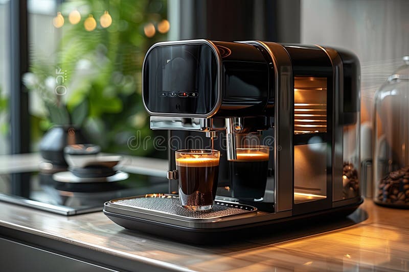 Coffee Maker with a Glass of Coffee in it Stock Illustration ...