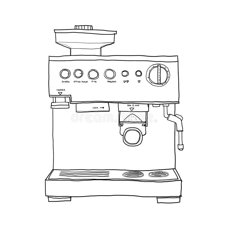 Coffee Maker Hand Drawn Line Art Illustration Stock Illustration ...