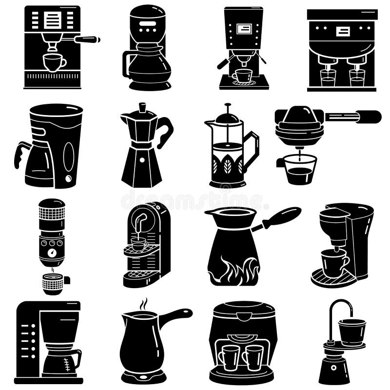 Coffee Maker Icons Set, Simple Style Stock Vector - Illustration of ...
