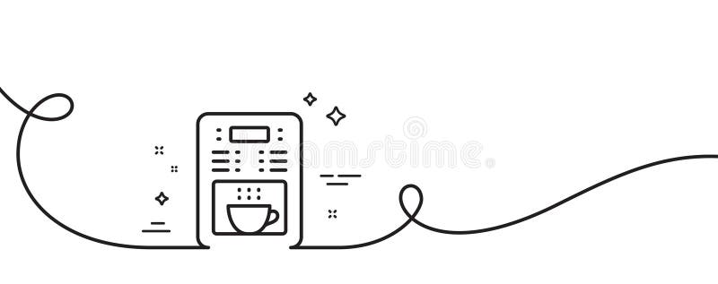 Coffee Maker Line Icon. Vending Machine Sign. Make Tea. Continuous Line ...