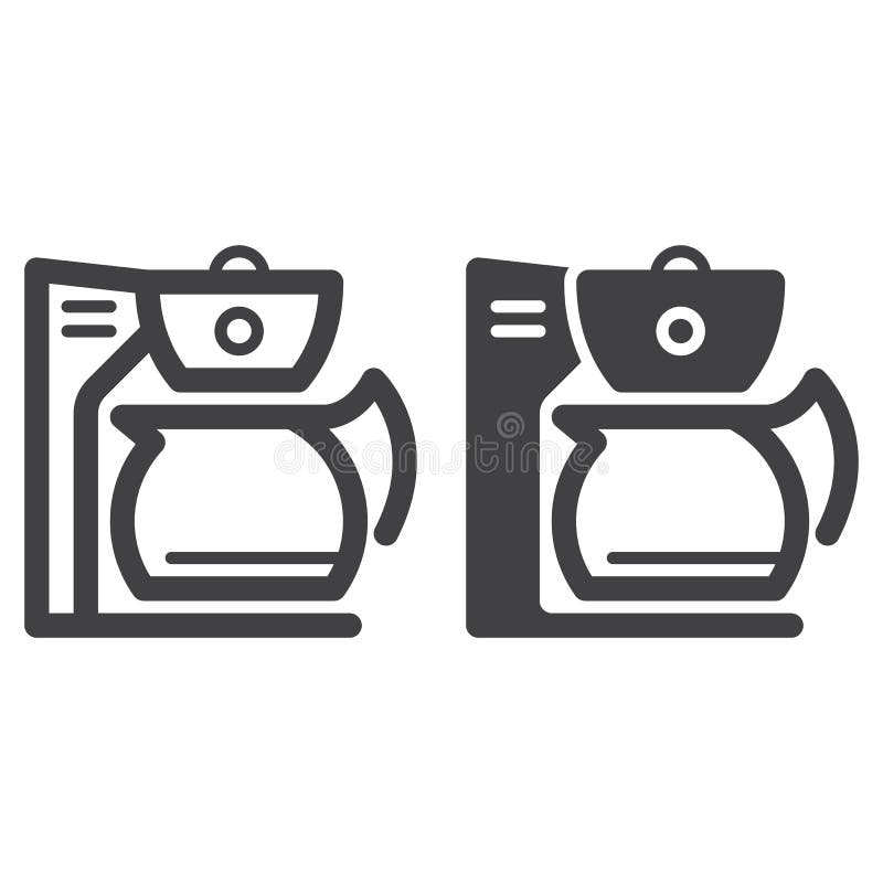 Coffee Maker Line and Solid Icon, Outline and Filled Vector Sign ...