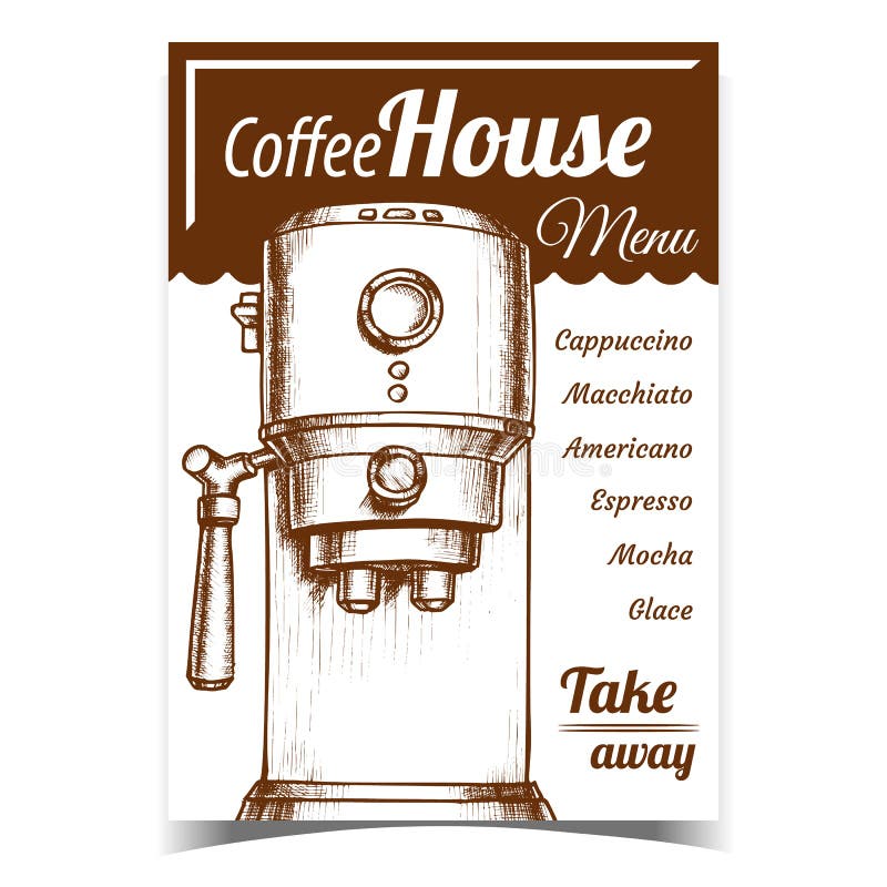 Coffee Maker Machine Front View Poster Vector Stock Vector ...