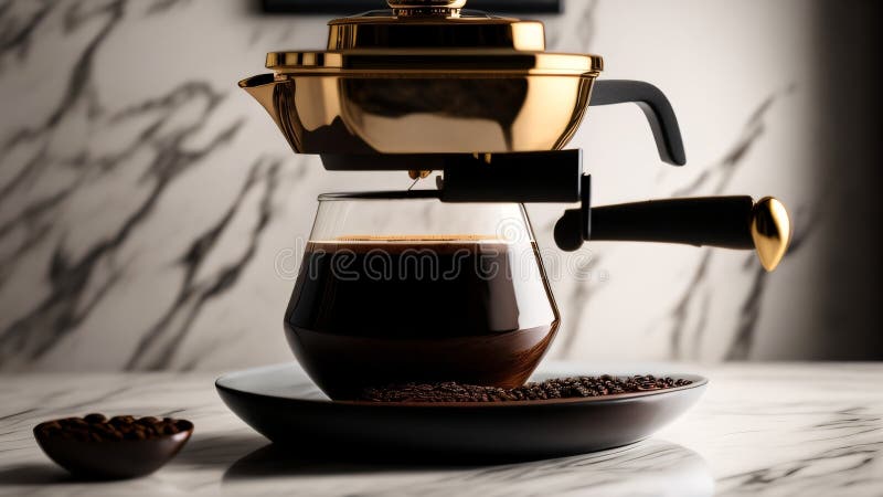 Coffee Maker in Marble Kitchen Stock Illustration - Illustration of ...