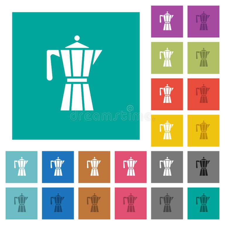 Coffee Maker Square Flat Multi Colored Icons Stock Vector ...