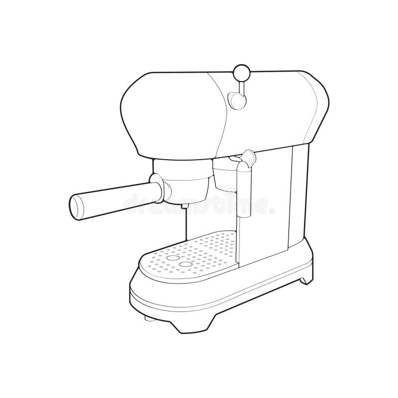 Coffee Maker Outline Drawing Vector, Coffee Maker Drawn in a Sketch ...