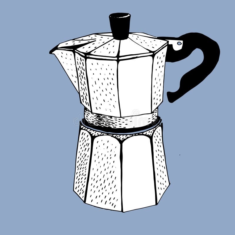 Coffee Maker Percolator Graphic Draw. Stock Vector - Illustration of ...
