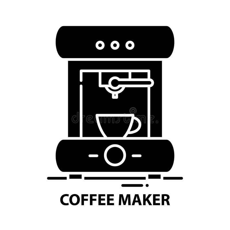 Coffee Maker Symbol Icon, Black Vector Sign with Editable Strokes ...