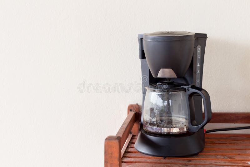 Coffee Maker on Wooden Table Stock Photo - Image of arabica, food ...