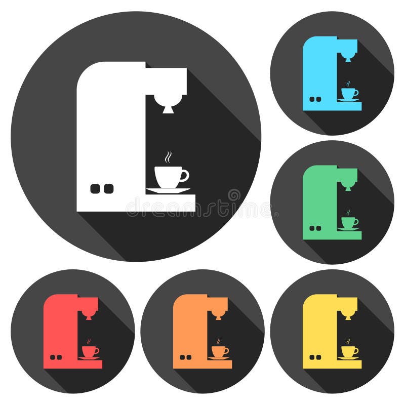 Coffee Makers. Flat Icons Design Stock Vector - Illustration of mixer, long: 126159244