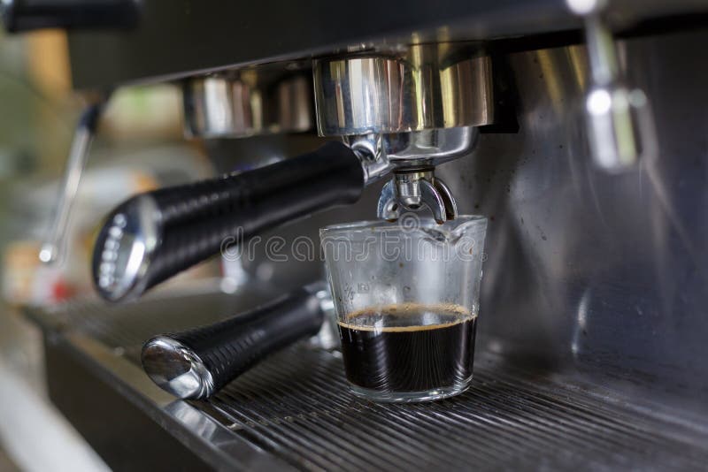 Coffee Making Process from Coffee Machine Stock Photo - Image of ...