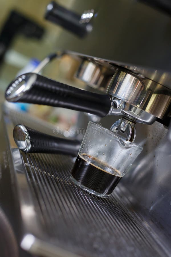 Coffee Making Process from Coffee Machine Stock Photo - Image of ...