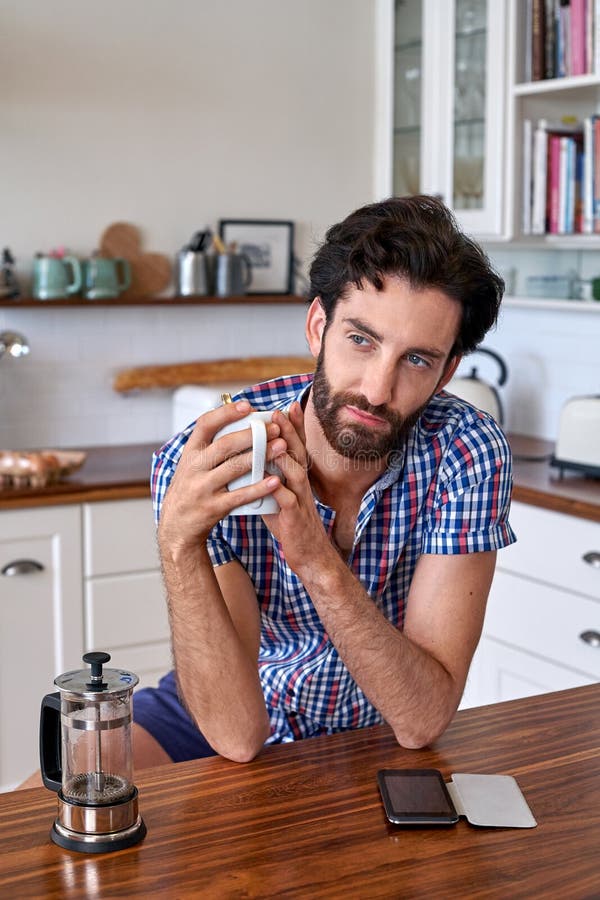 Coffee man kitchen stock photo. Image of beard, domestic - 51343528