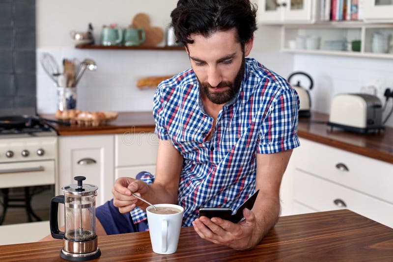 Coffee man kitchen stock image. Image of email, device - 51343503