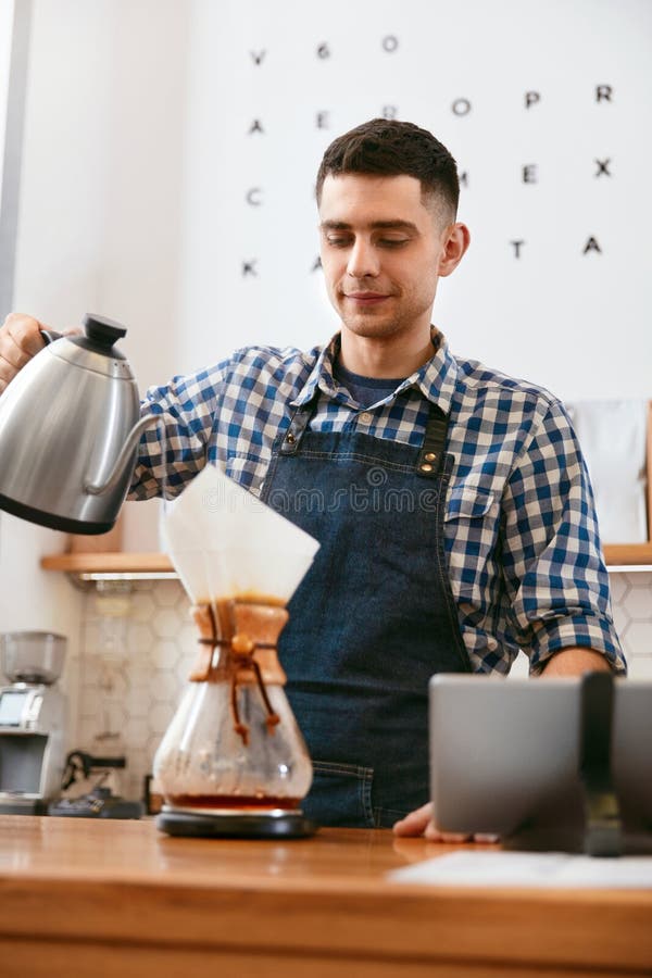 Coffee. Man Making Drink in Cafe Stock Image - Image of barista ...