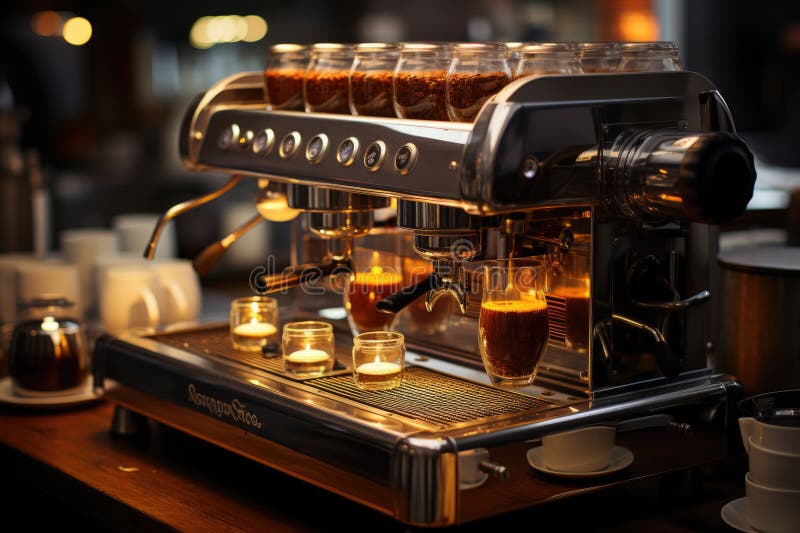 Coffee Manufacturing Process Using New Coffee Machine at Experie Stock ...