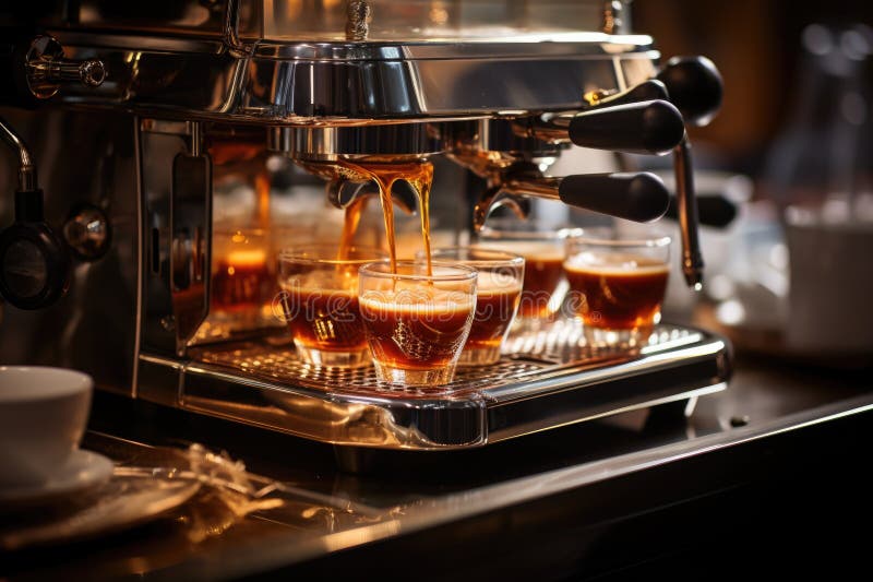 Coffee Manufacturing Process Using New Coffee Machine at Experie Stock ...