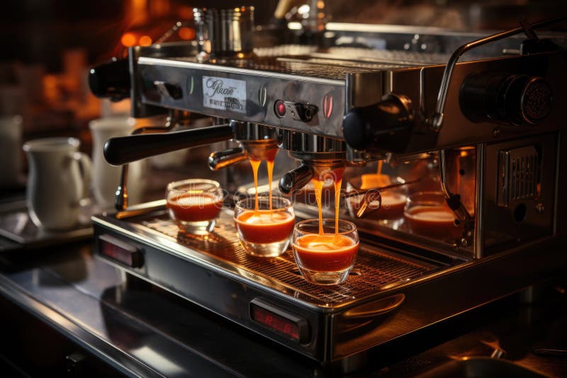 Coffee Manufacturing Process Using New Coffee Machine at Experie Stock ...