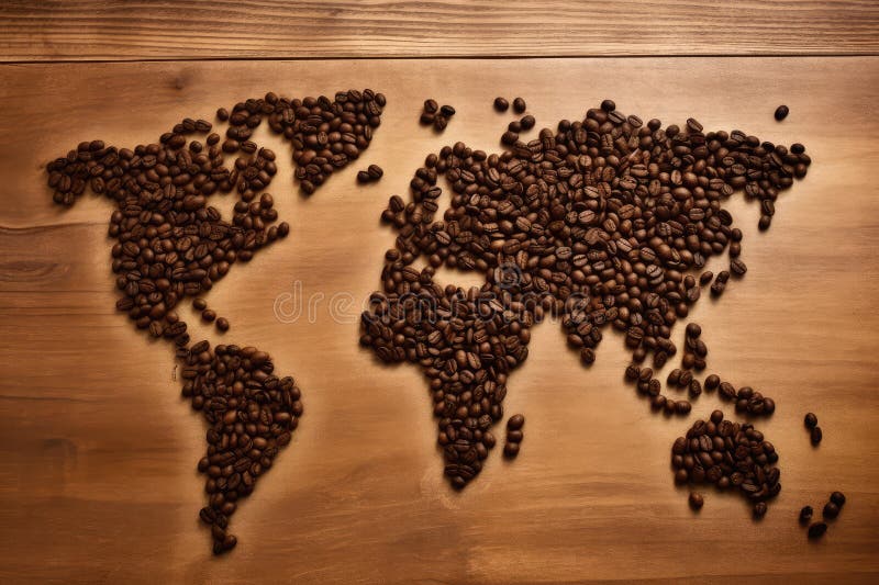 Coffee Map, Coffee Beans Globe, Abstract Generative AI Illustration ...