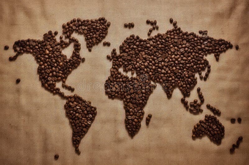 Coffee Map, Coffee Beans Globe, Abstract Generative AI Illustration ...